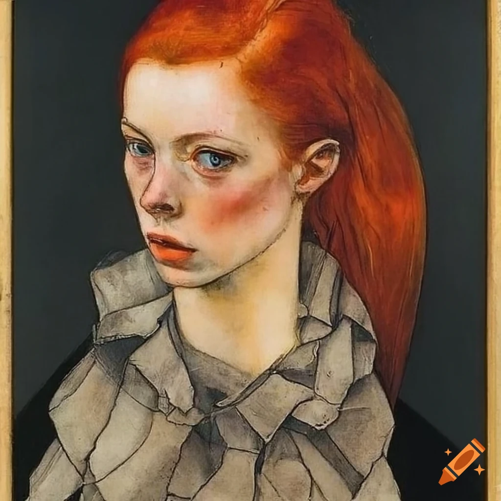 Artistic portrait of a beautiful woman with red hair on Craiyon