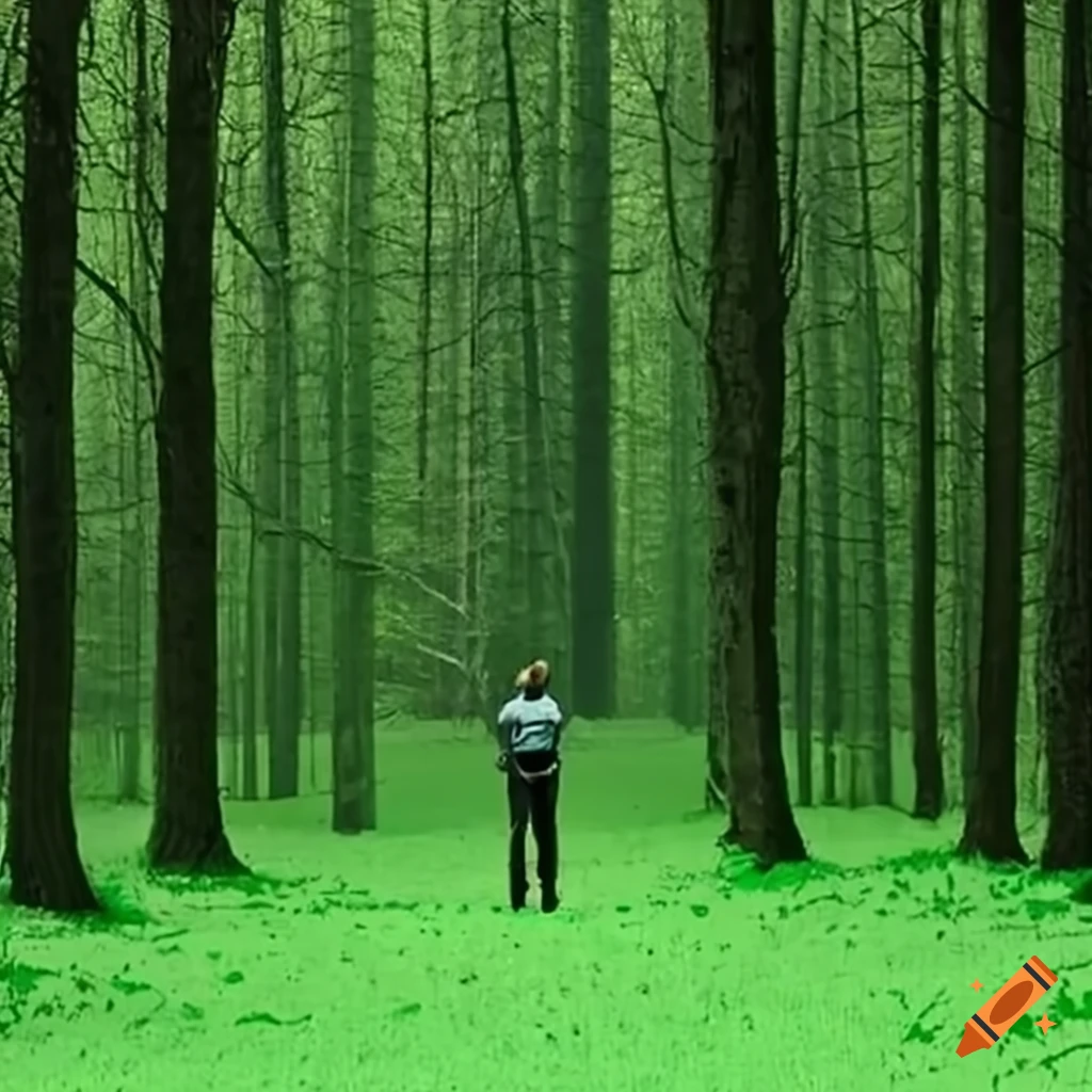 Digital art of a man entering a microsoft excel forest on Craiyon