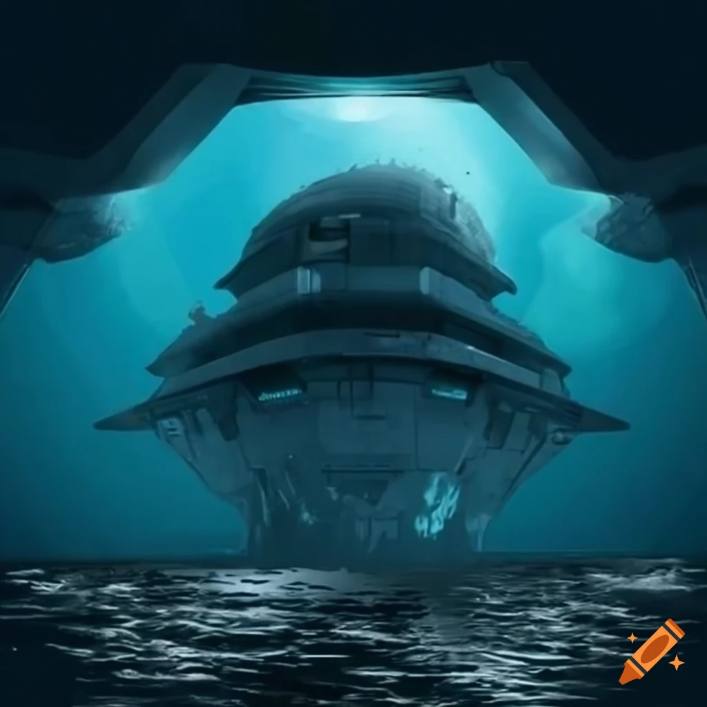 Image of a futuristic underwater military base on Craiyon