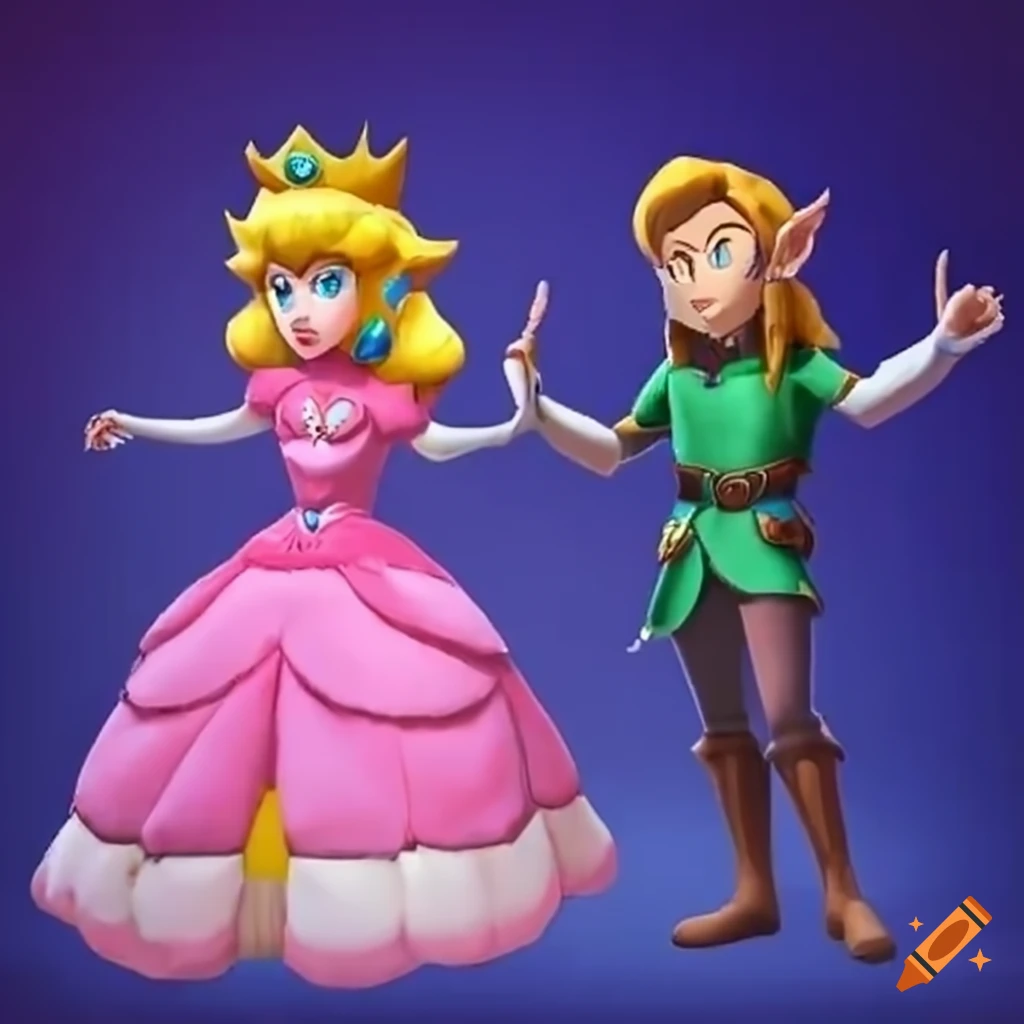 Princess peach and link in costume swap