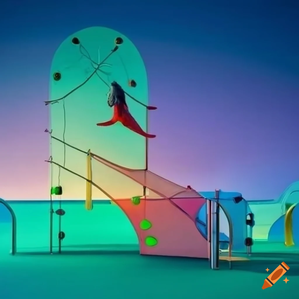 Colorful and surreal playground structures on Craiyon