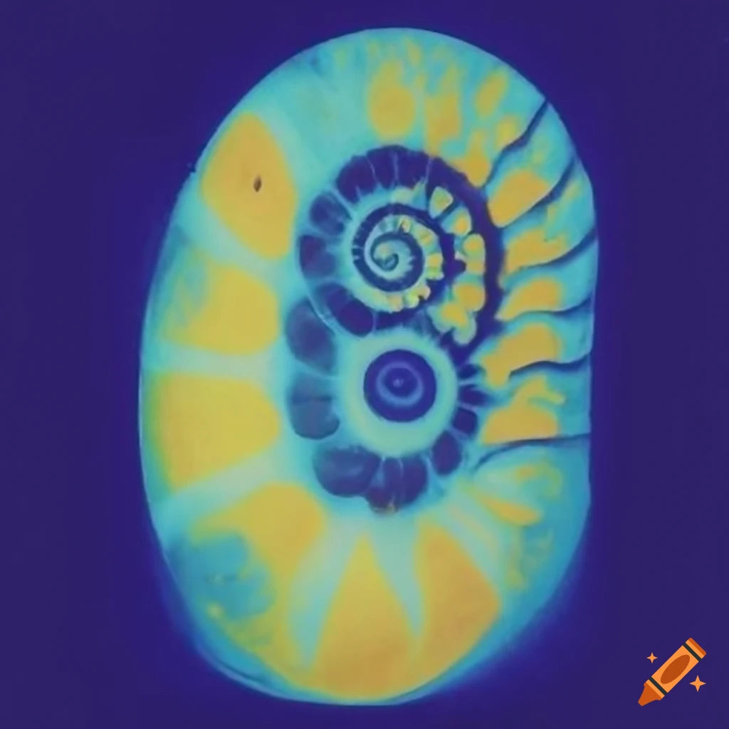 Colored rayographs photograph of ammonoids on Craiyon