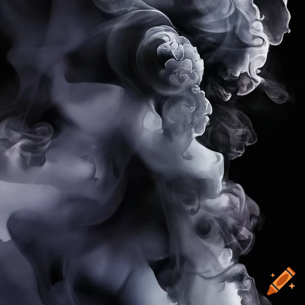 Detailed watercolor painting of black smoke on Craiyon