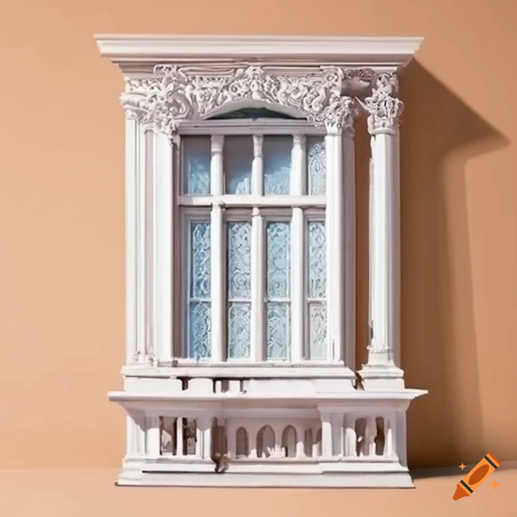 White neoclassical palace window with balcony on Craiyon
