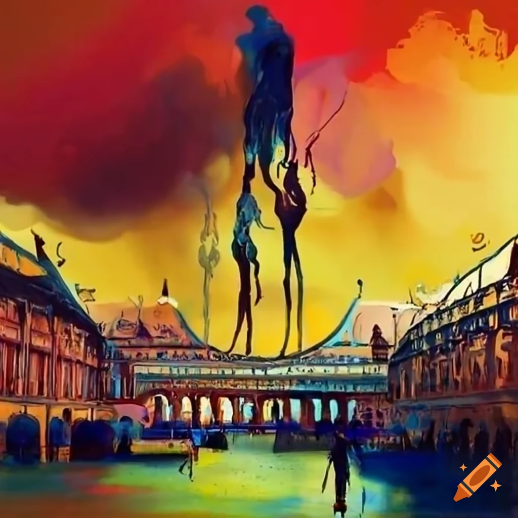 Surrealist painting exhibition in la villette, paris