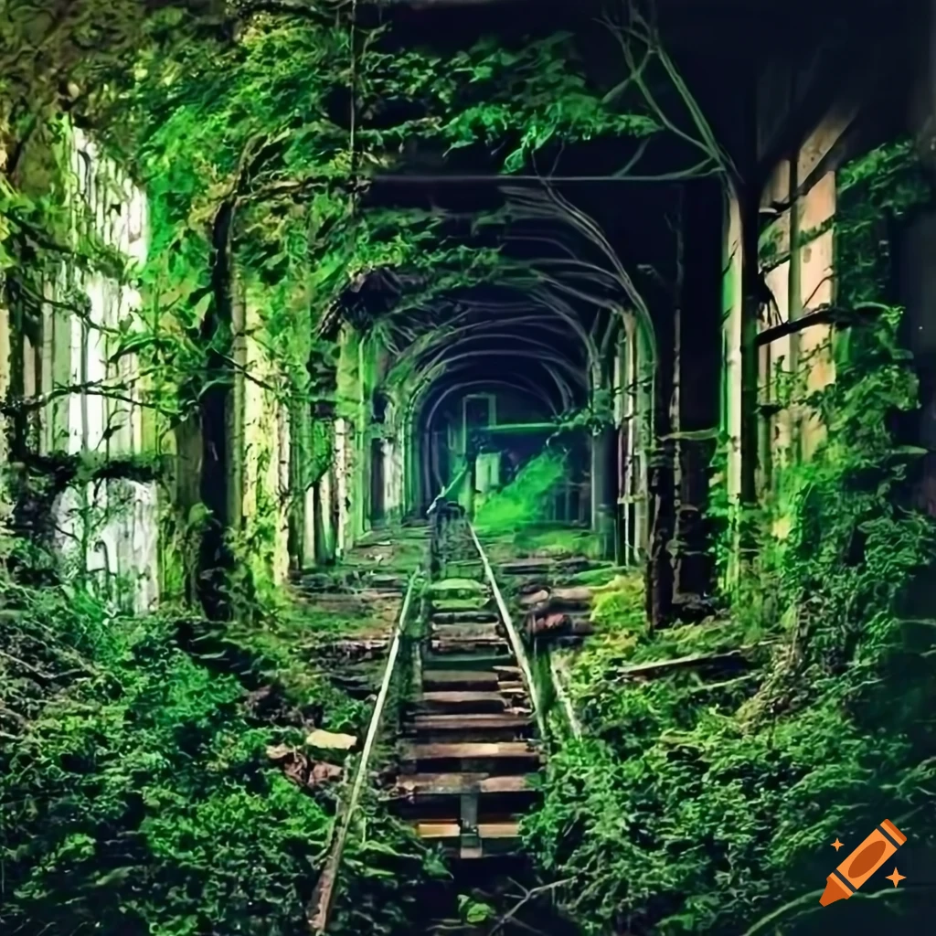 Abandoned circus side show theme park with rusty fixtures and colorful ...