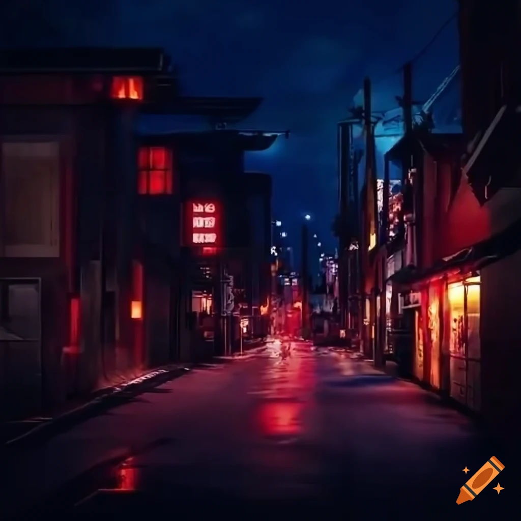 Photorealistic night view of a street in japan on Craiyon