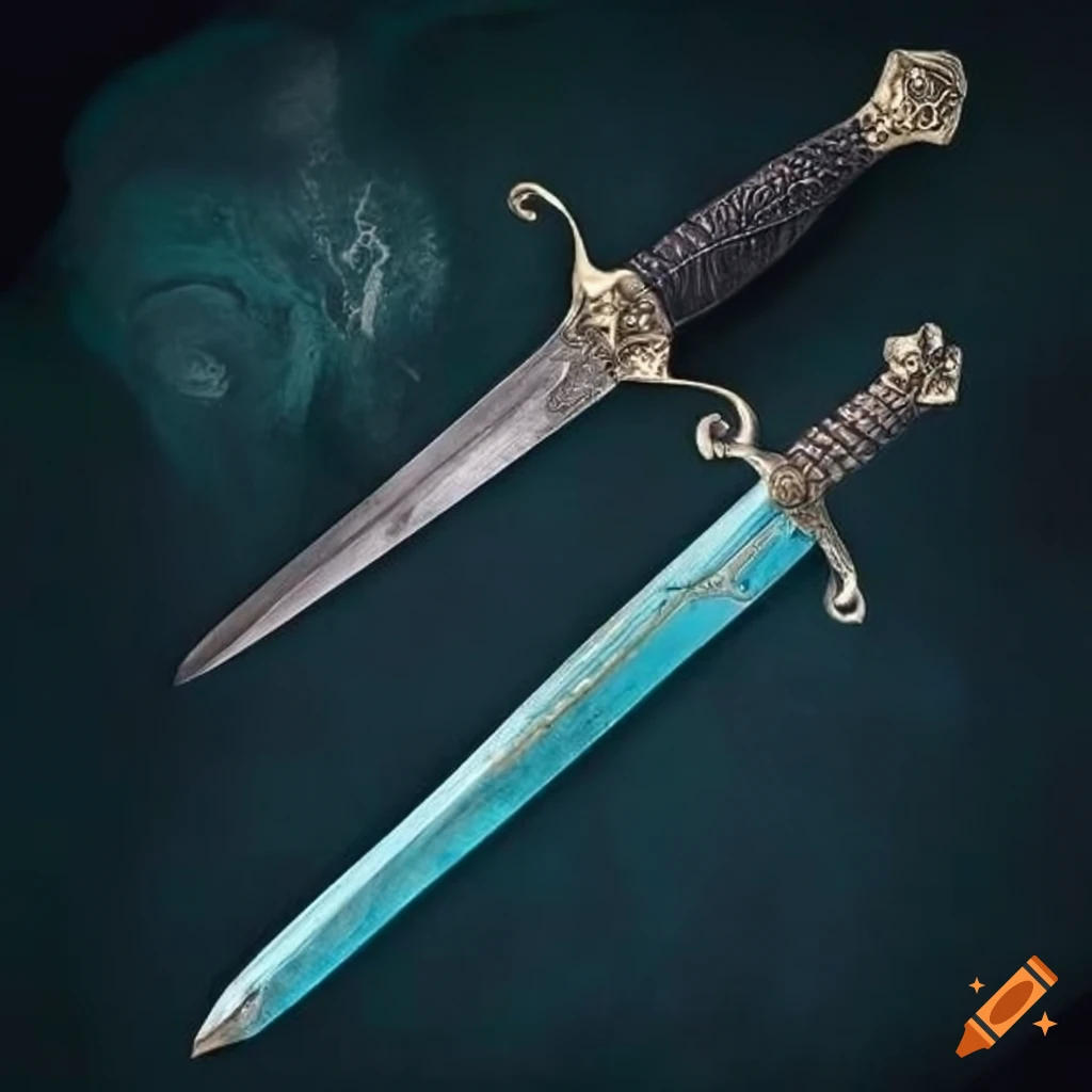 Fantasy dagger with ice and electricity elements on Craiyon