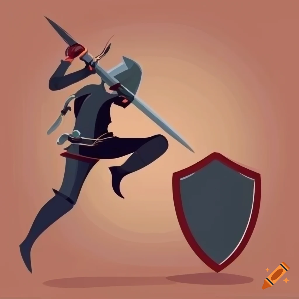 Vector art of a sword clashing against a shield