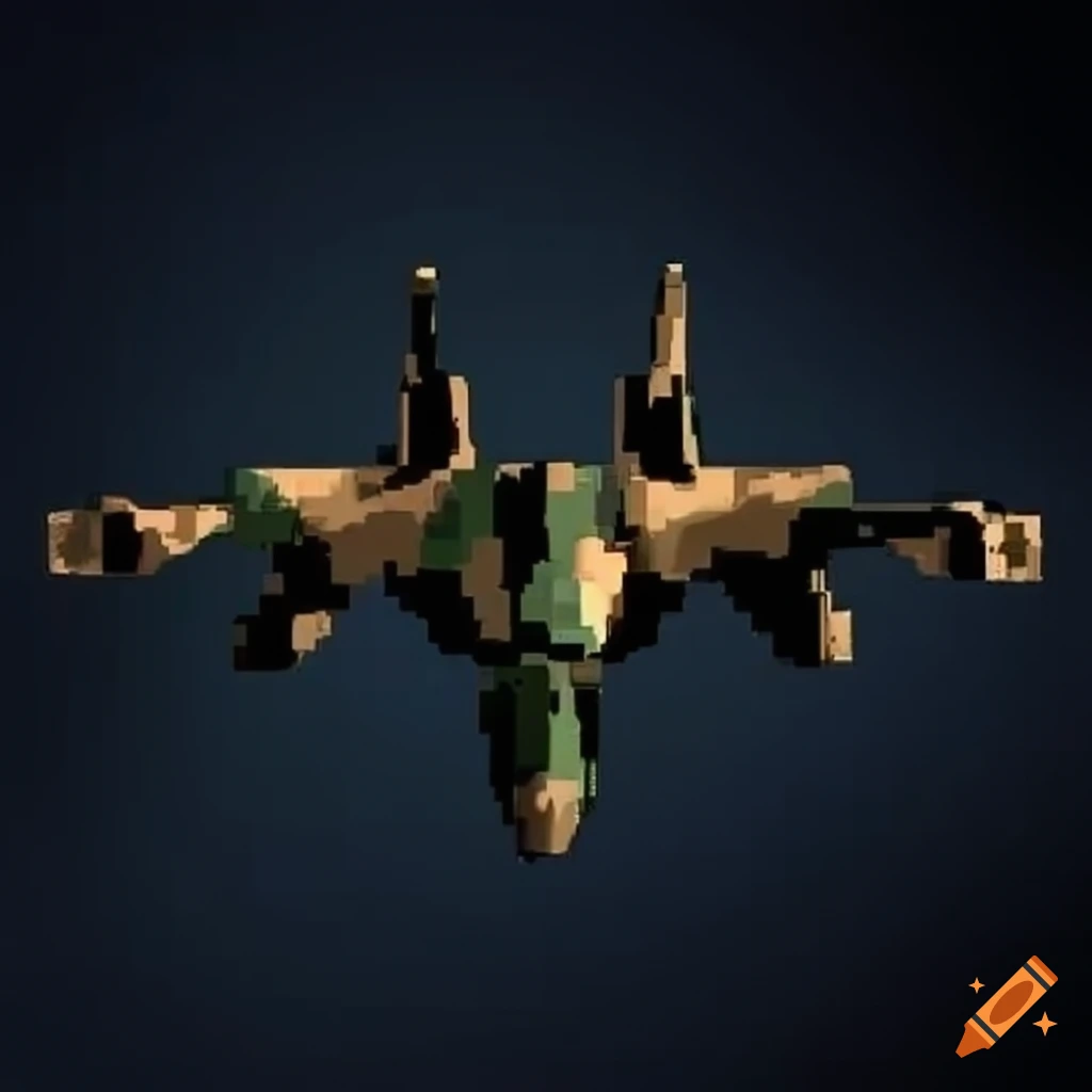 Digital pixel camouflage jet plane on Craiyon