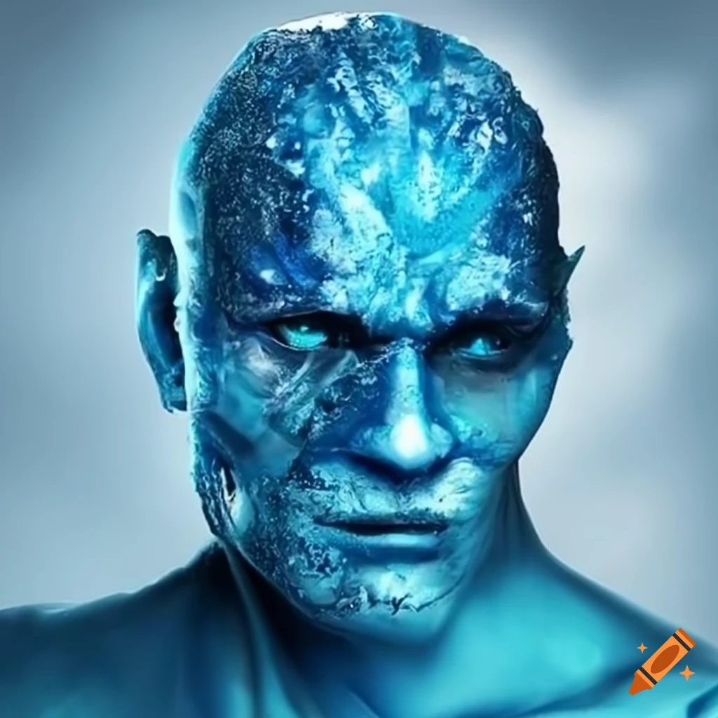 Artistic portrait of a blue man on Craiyon