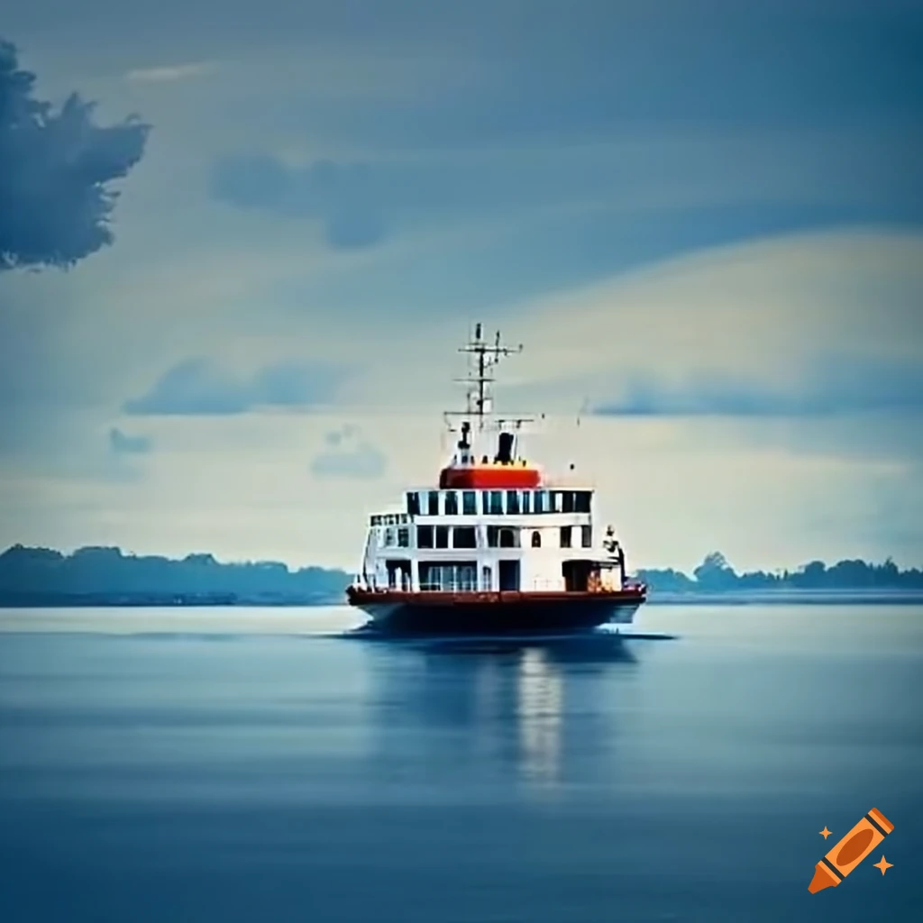 Modern fairy tale with a white link ferry on Craiyon