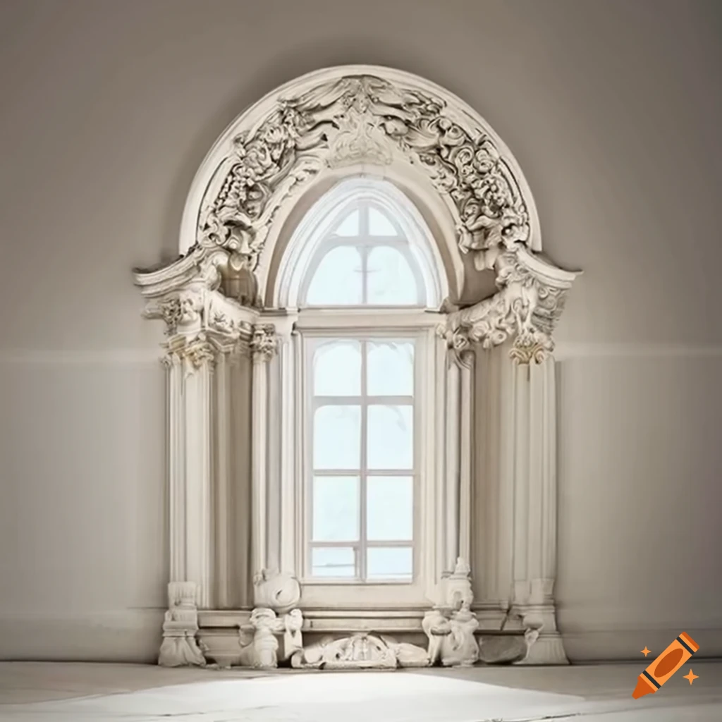 White palace window with stucco ornaments on Craiyon
