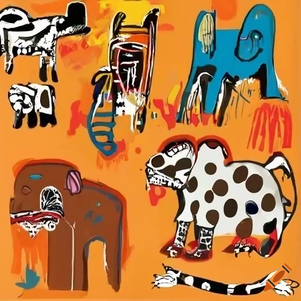 Jean-Michel Basquiat inspired animal illustration on Craiyon