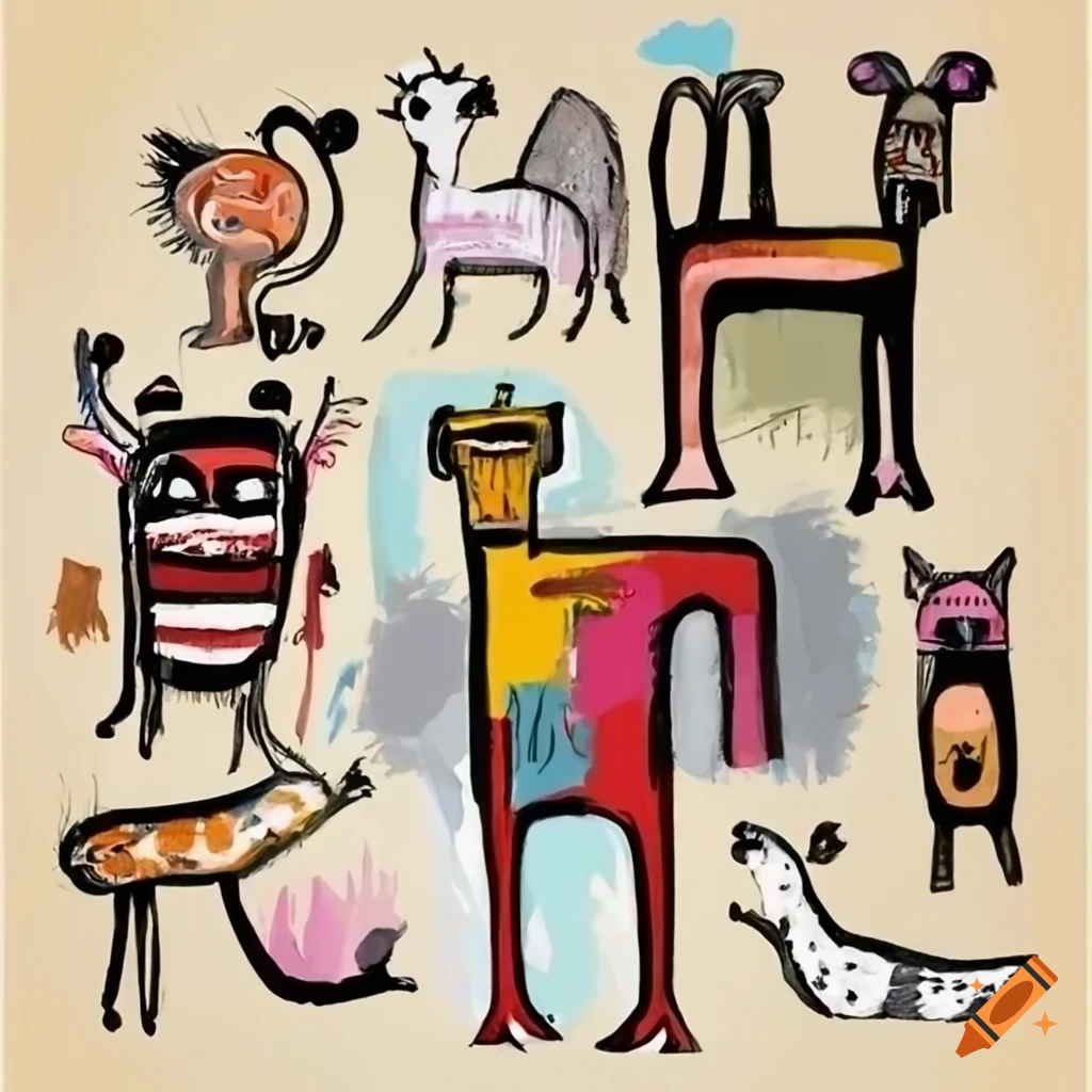 Jean-michel basquiat inspired animal illustration on Craiyon