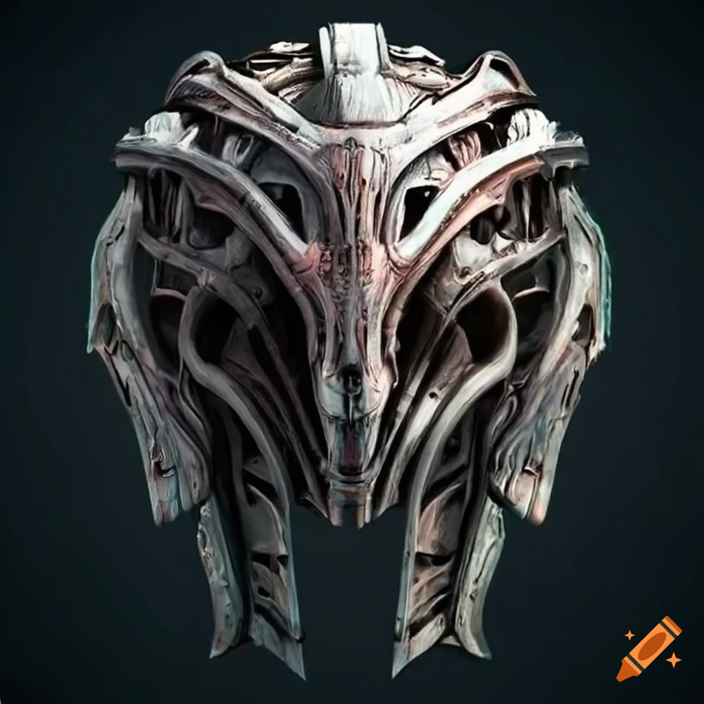 Biomechanical helmet design by h.r. giger on Craiyon