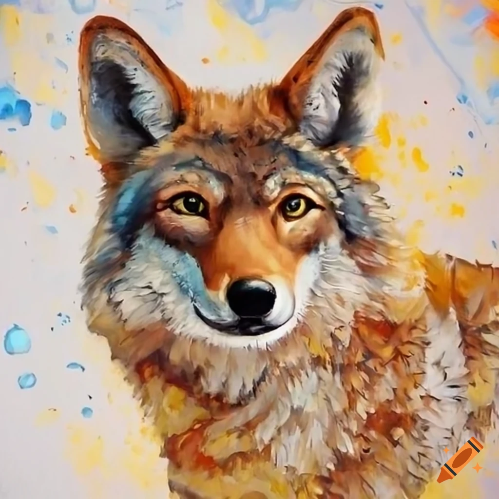 Abstract painting of a coyote on Craiyon