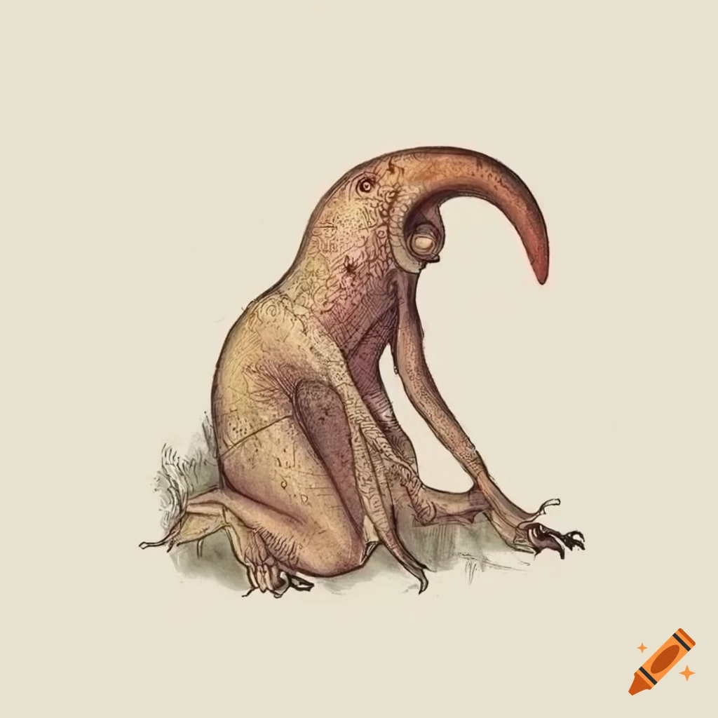 Strange creature in medieval manuscript style on Craiyon