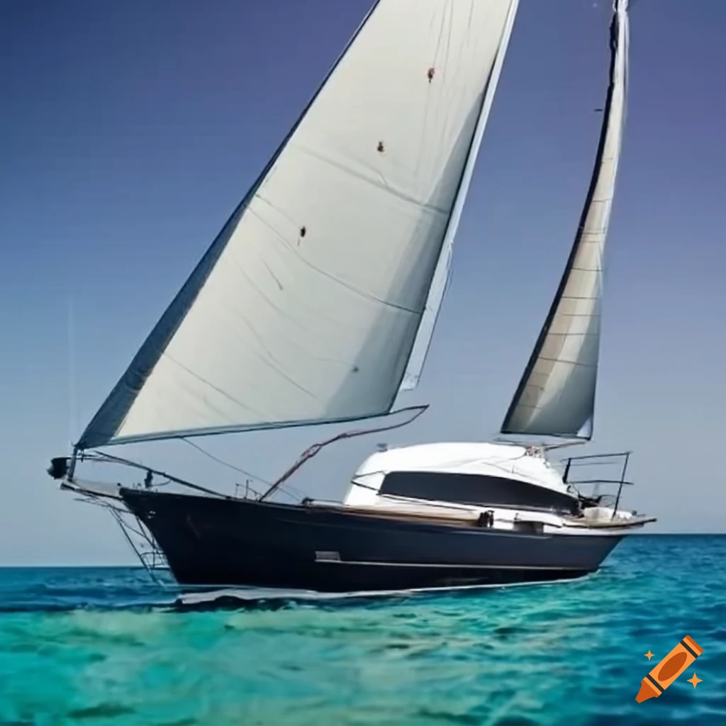 Sail boat sailing in the atlantic ocean