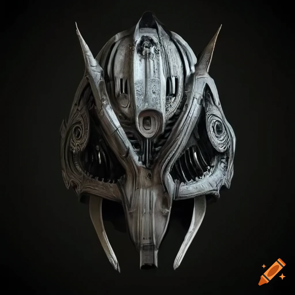 Biomechanical helmet design by h.r. giger on Craiyon