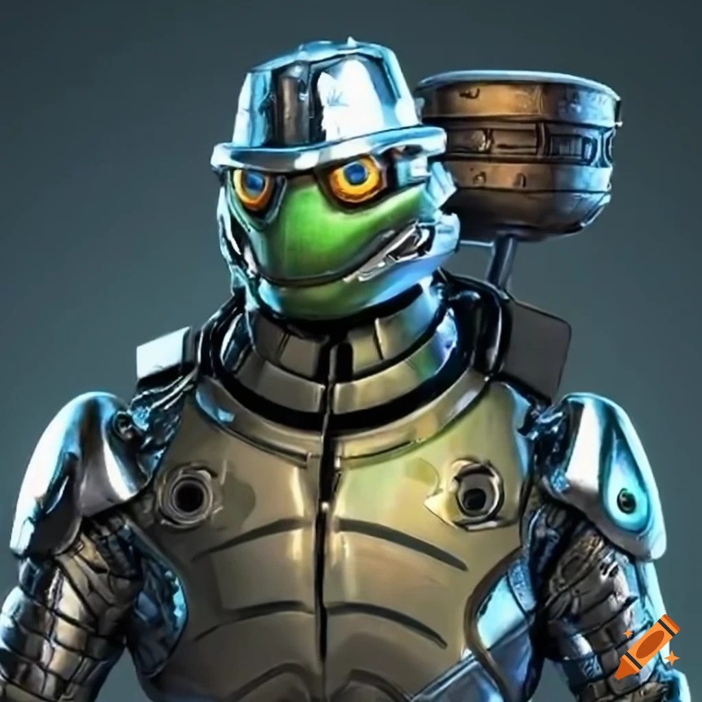 Image of a turtle cyborg with futuristic armor