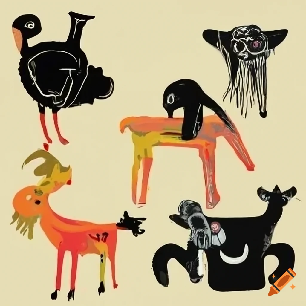 Jean-michel basquiat inspired animal illustration