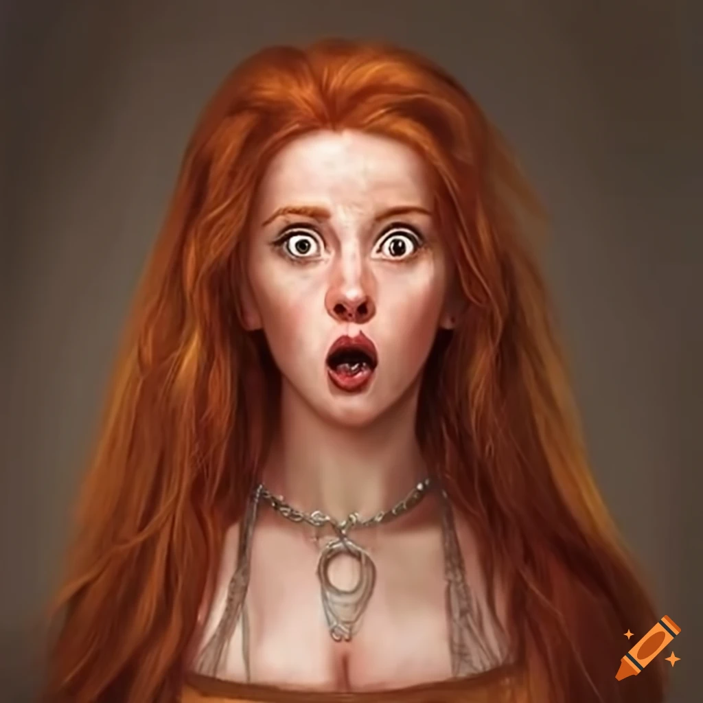 Portrait Of A Surprised Redheaded Woman In A Medieval Setting On Craiyon