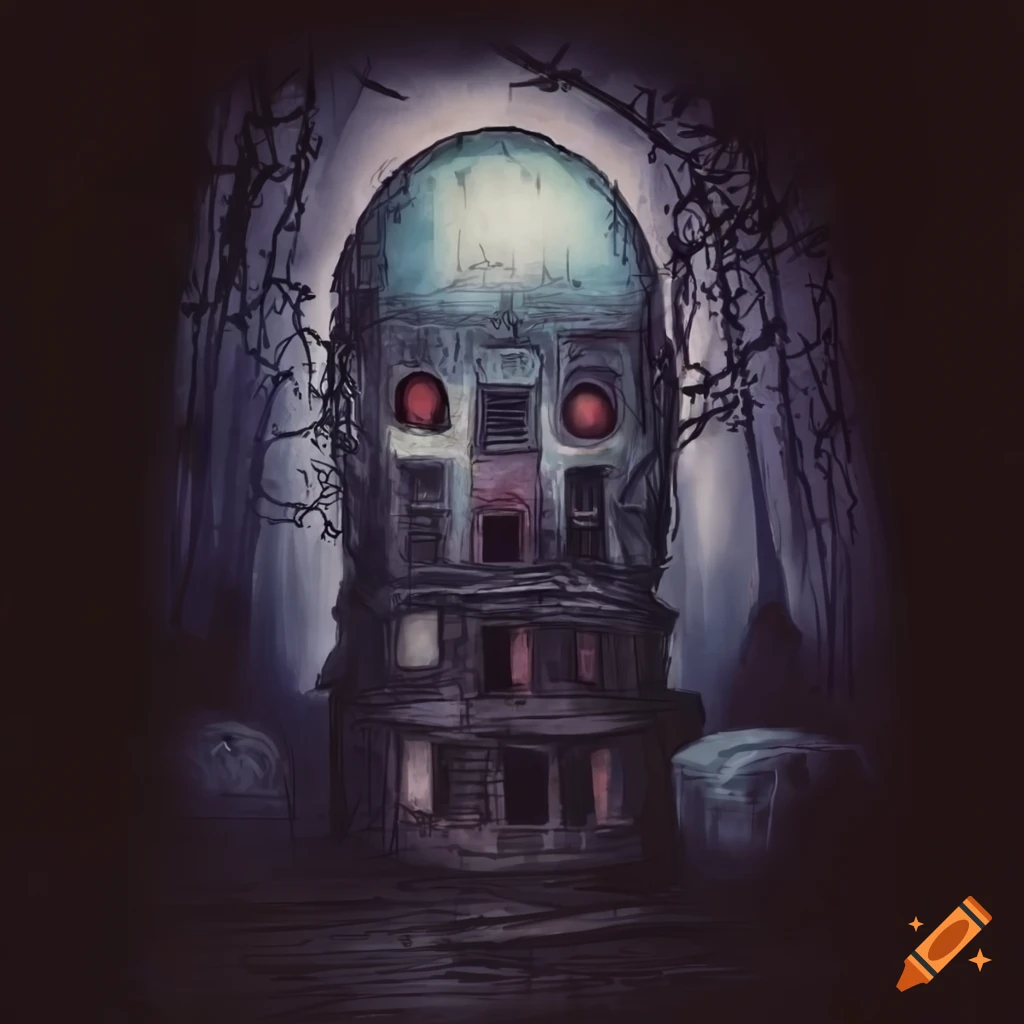 Dark fantasy drawing of an IRC bot named magicvoice in a foggy ...