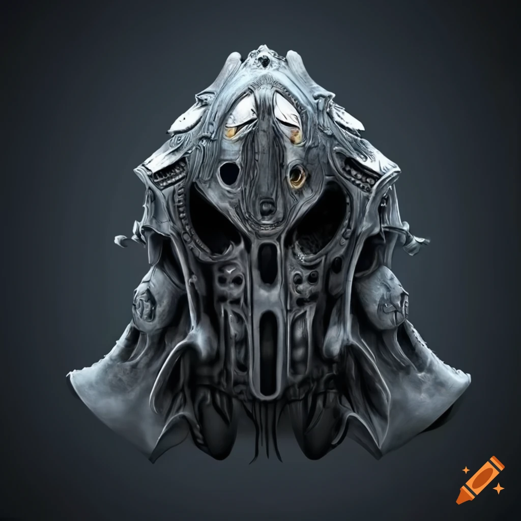 Medieval magic exoskeleton suit with frontal symmetry view on Craiyon