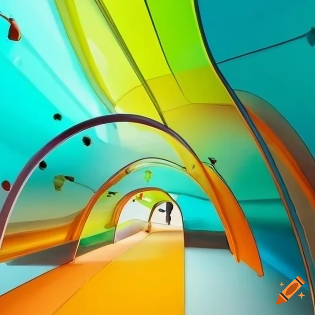 Surreal and colorful playground structures on Craiyon