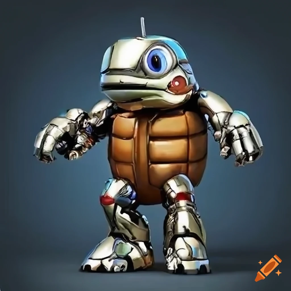 Franklin the turtle cyborg in futuristic armor on Craiyon