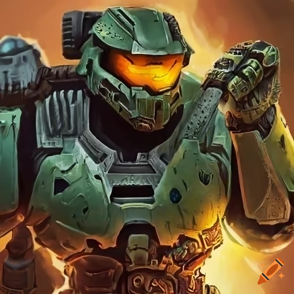 Image of master chief in warhammer 40k on Craiyon