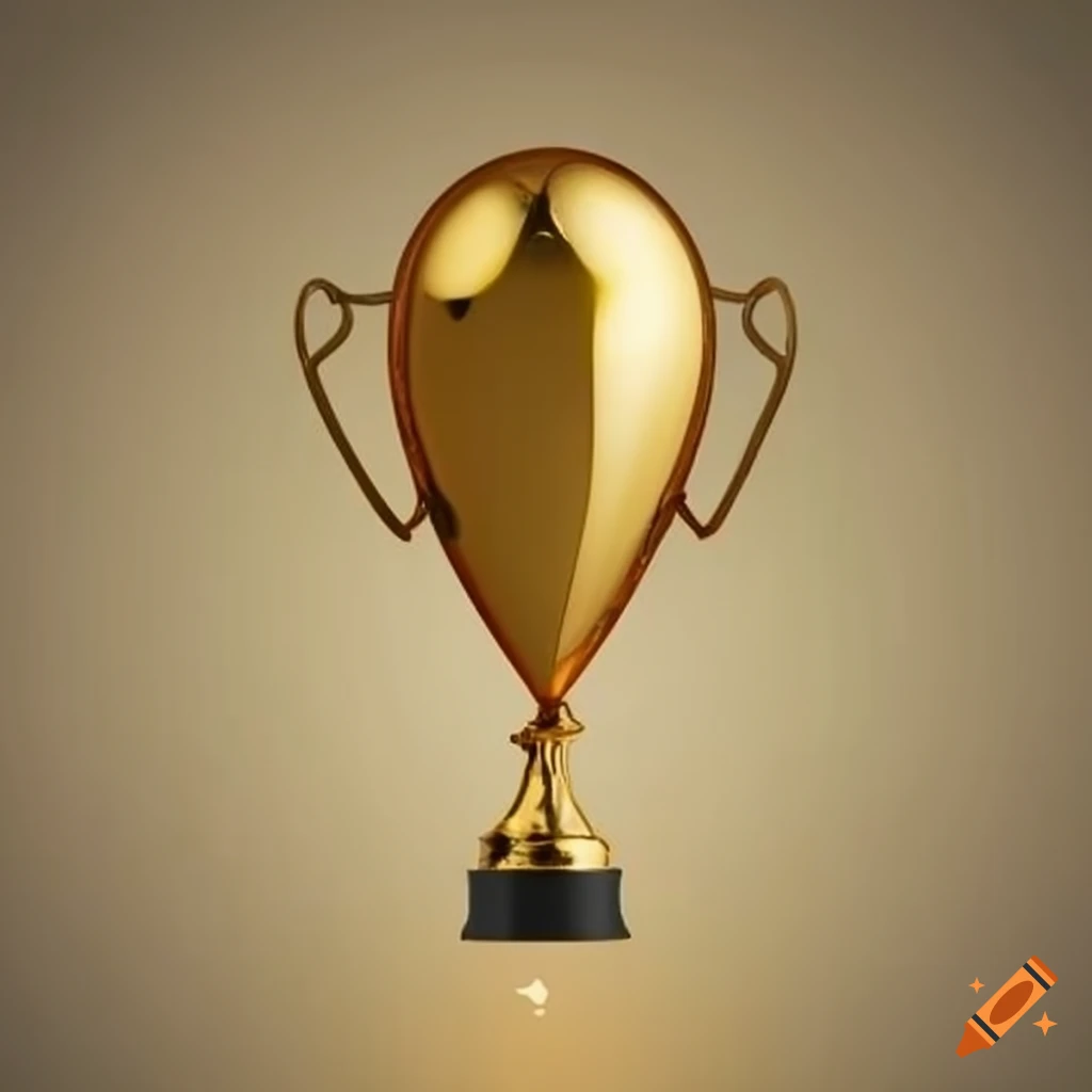 Golden trophy with a balloon