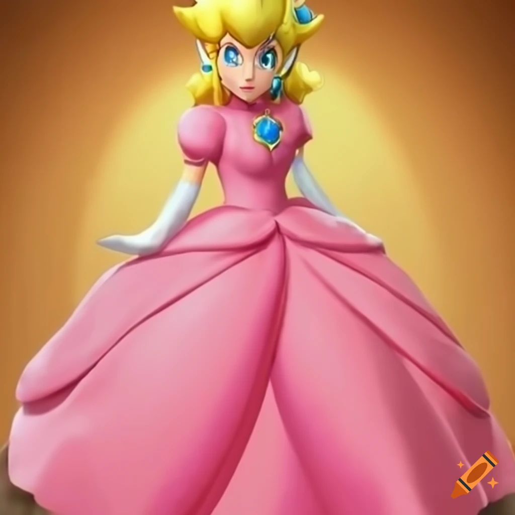 Princess Peach and Link in elegant ballgowns on Craiyon