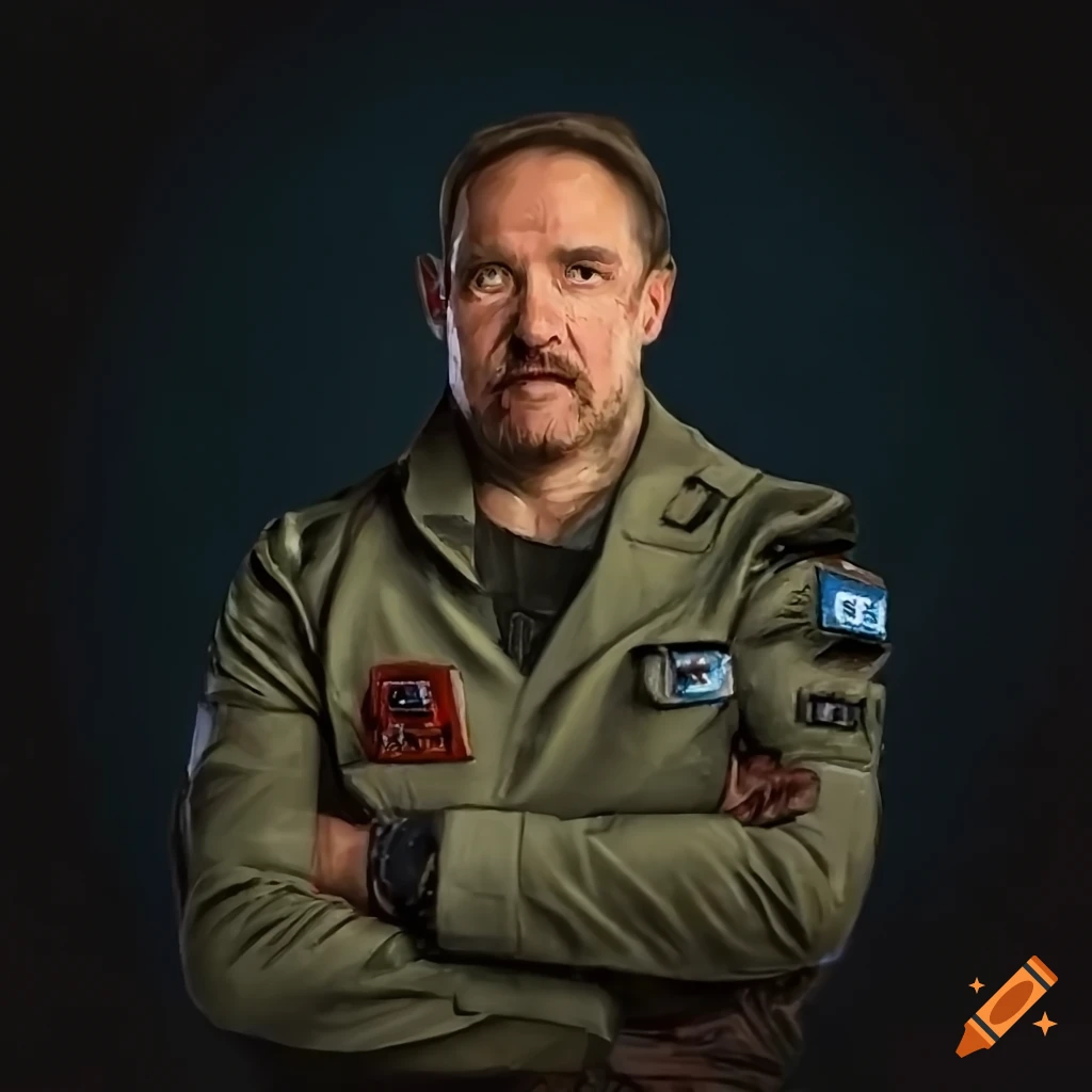 Portrait of a bearded battletech pilot on Craiyon