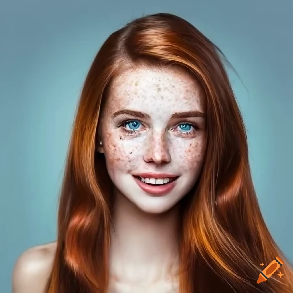 Portrait Of A Beautiful Smiling Woman With Freckles On Craiyon