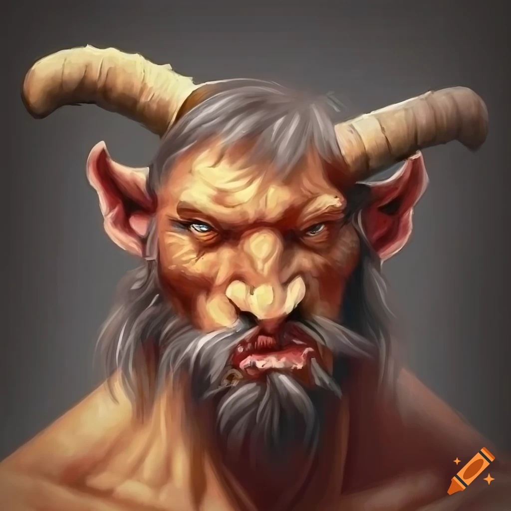 Minotaur in an urban setting in front of a tent on Craiyon