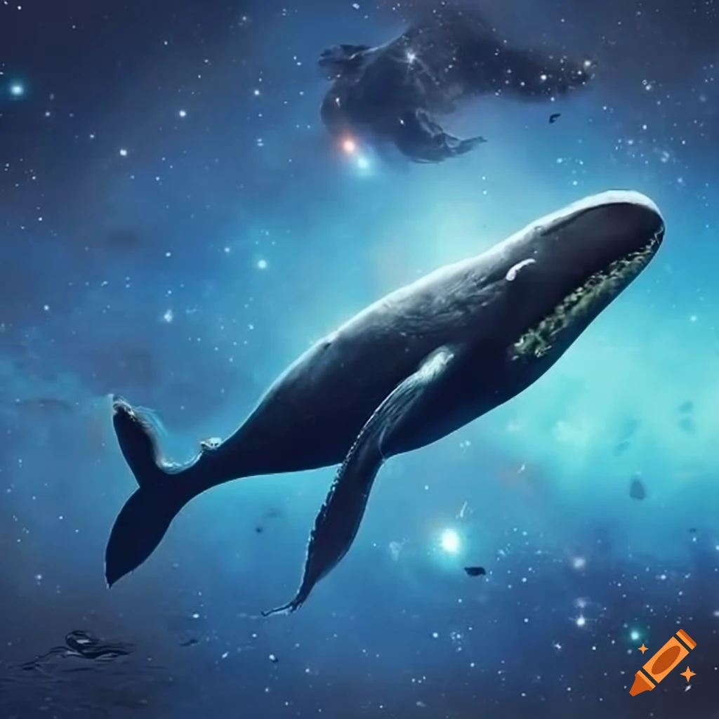 Fantasy image of a whale in space on Craiyon