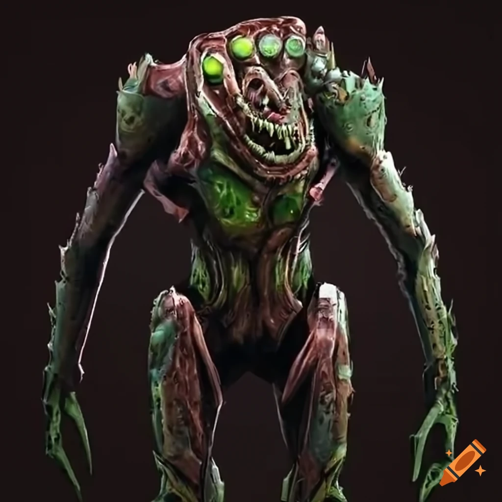 Image of a necromorph amphibian in futuristic space armor on Craiyon