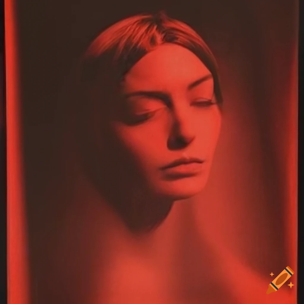 Red-toned rayograph of a woman by man ray on Craiyon