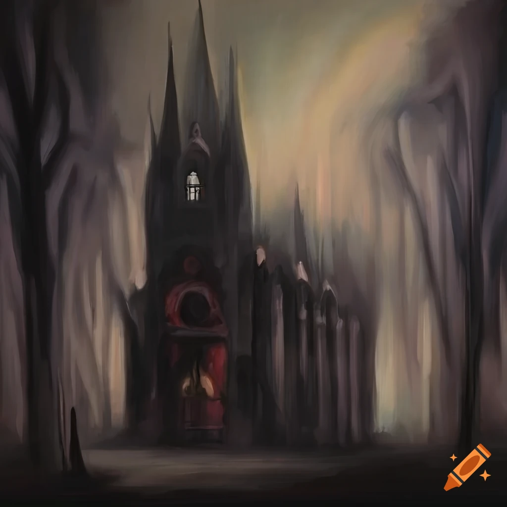 Dark and scary abstract renaissance church painting