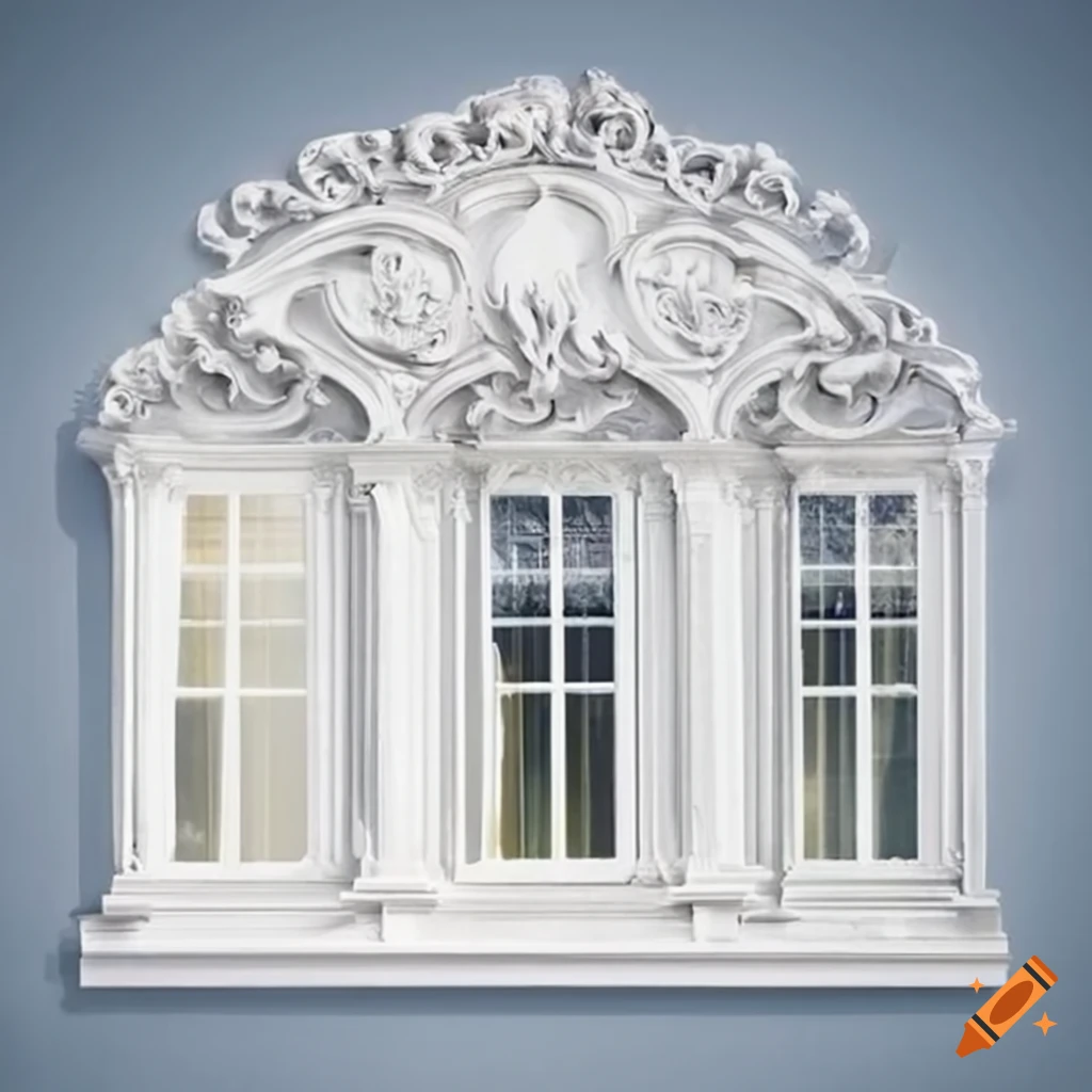 Ornate white palace window with balcony