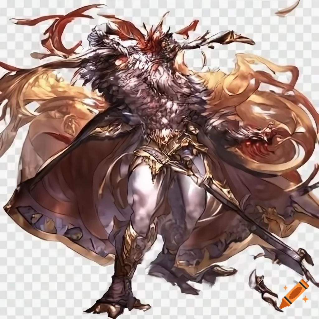 Granblue fantasy style blue demon creature with claws of gold on Craiyon
