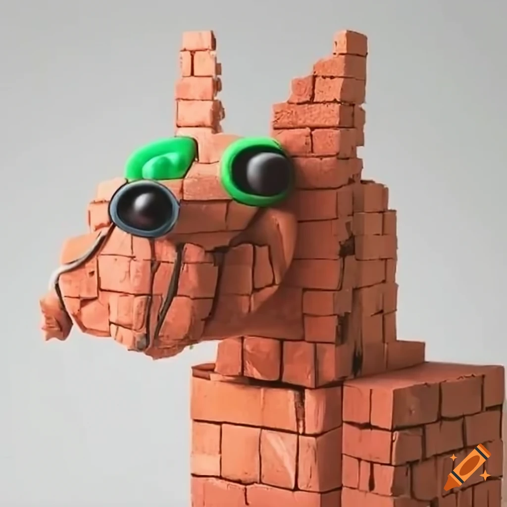 Brick sculpture of a dog on Craiyon