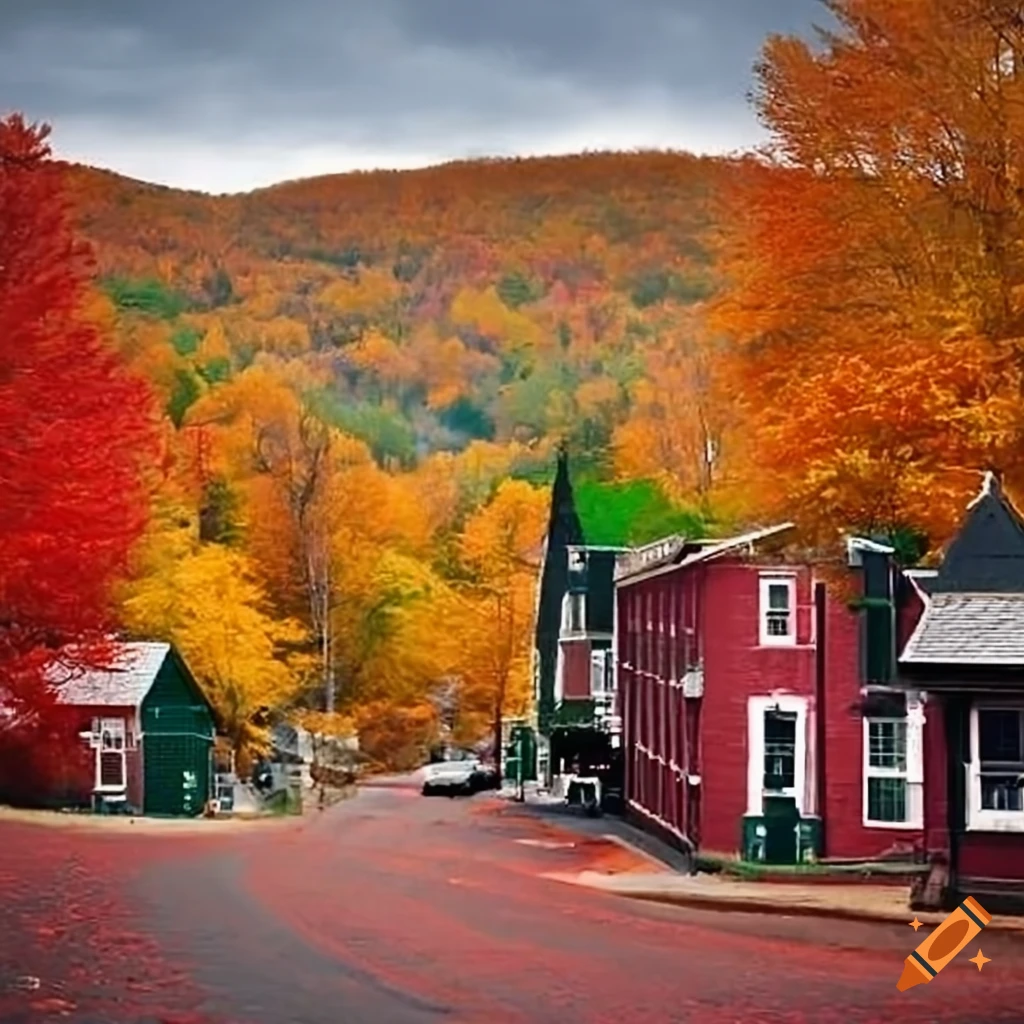Vermont town during autumn on Craiyon