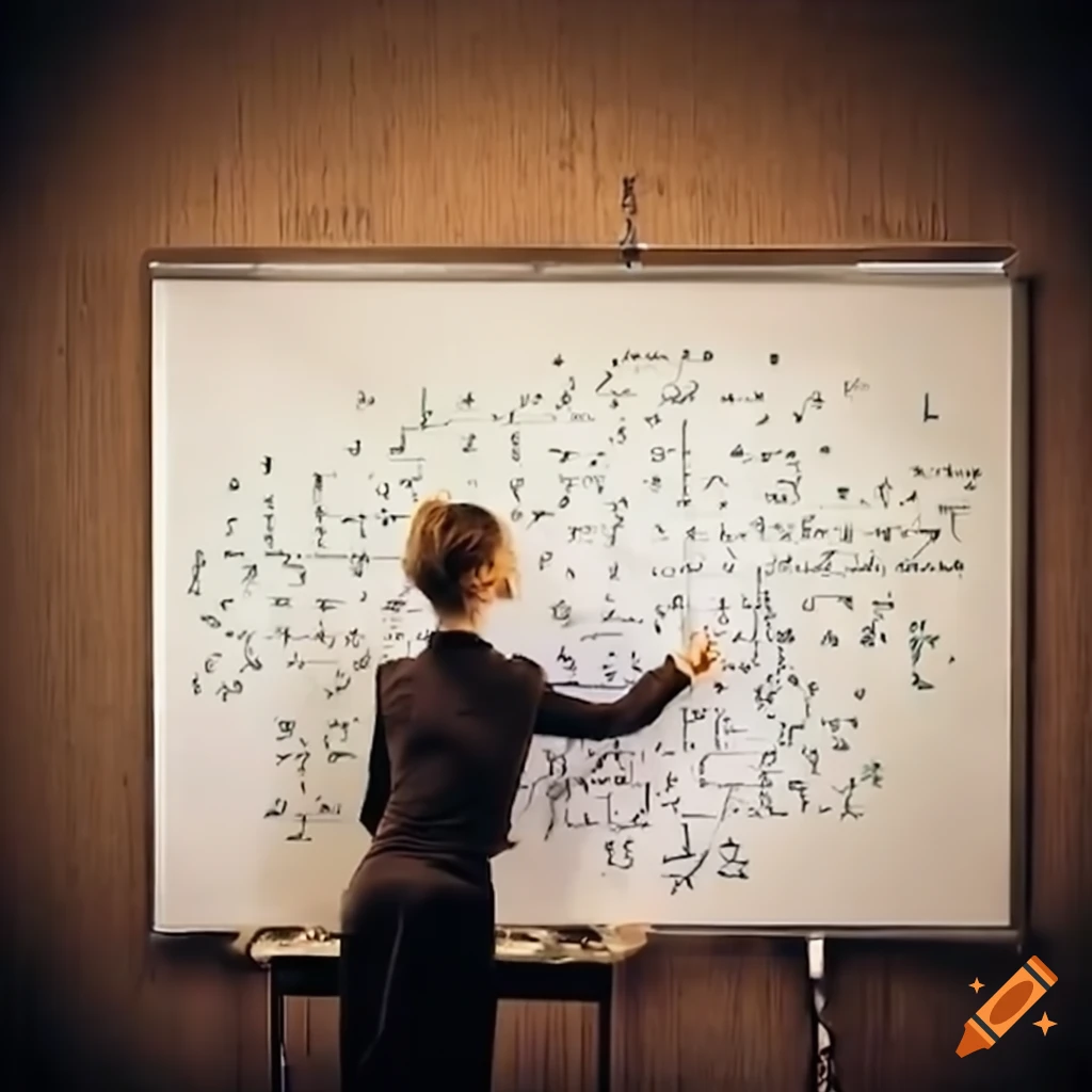 Teacher explaining math problems on the board on Craiyon