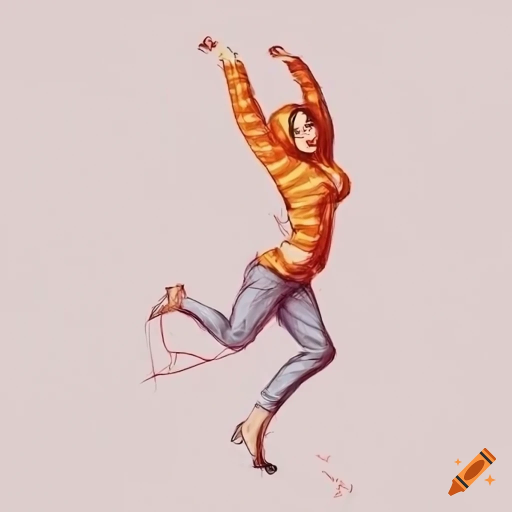 Sketch of a female dancer in a unique pose on Craiyon