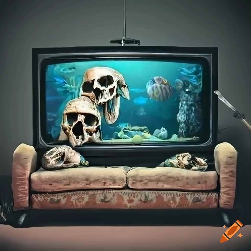 Skulls and punk decor in a living room