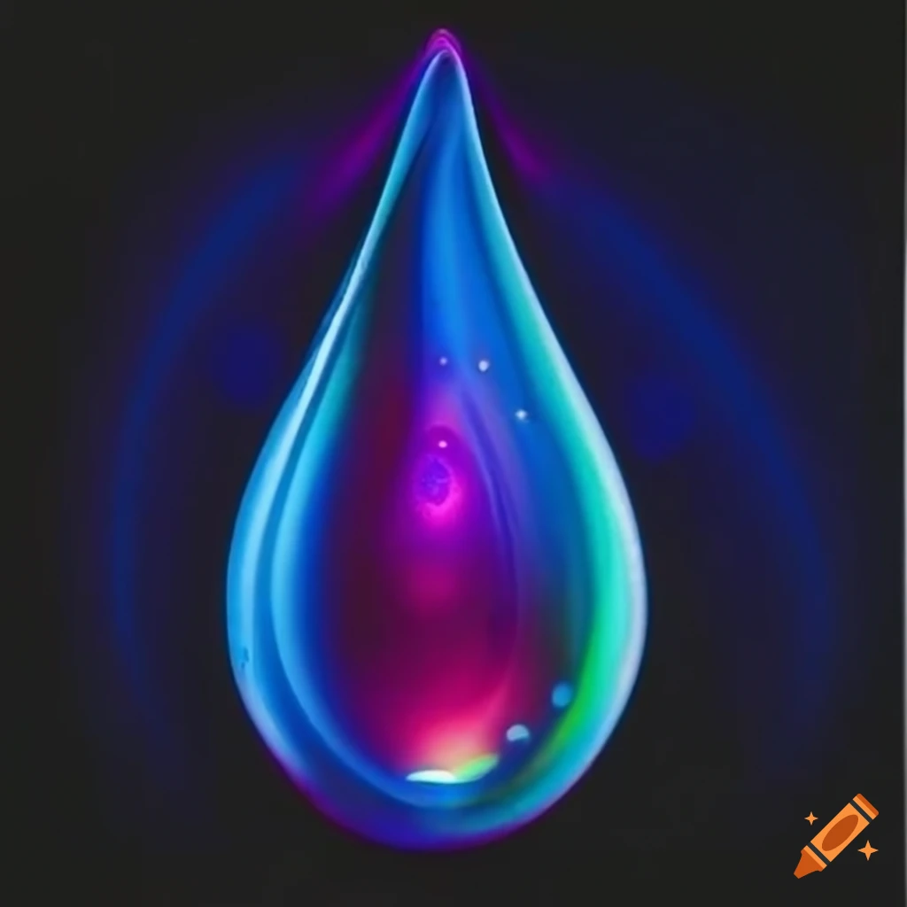 Vibrant airbrush artwork of shining droplet on clean canvas on Craiyon