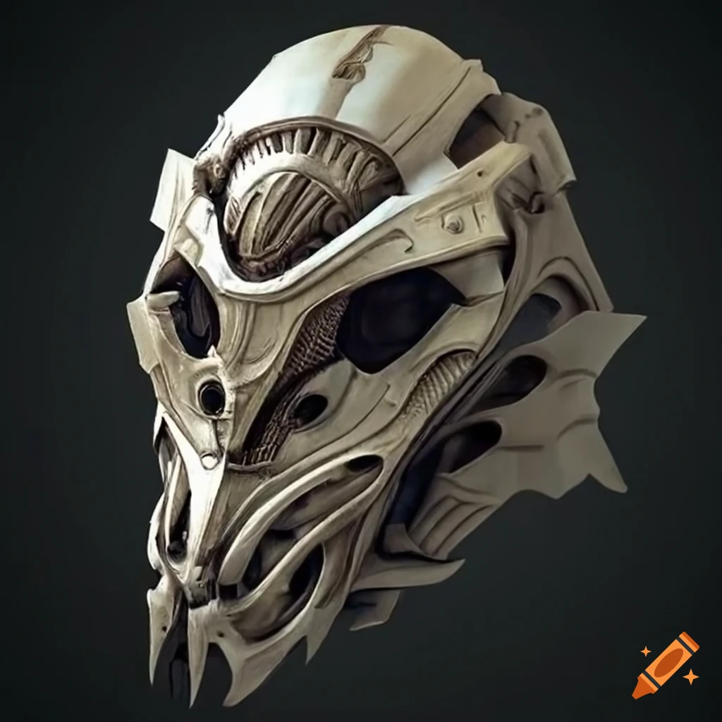 Biomechanical helmet design by h.r. giger on Craiyon